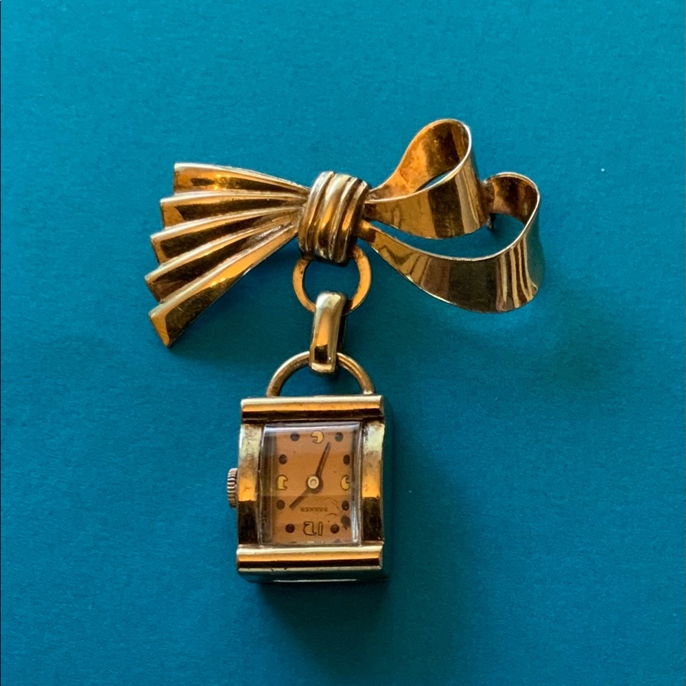 Vintage Banner Watch Pin - Gem